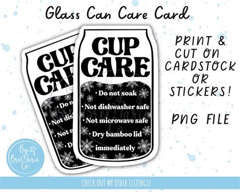 Glass Can Cup Care Libby Glass Care Instructions Png Cup Etsy