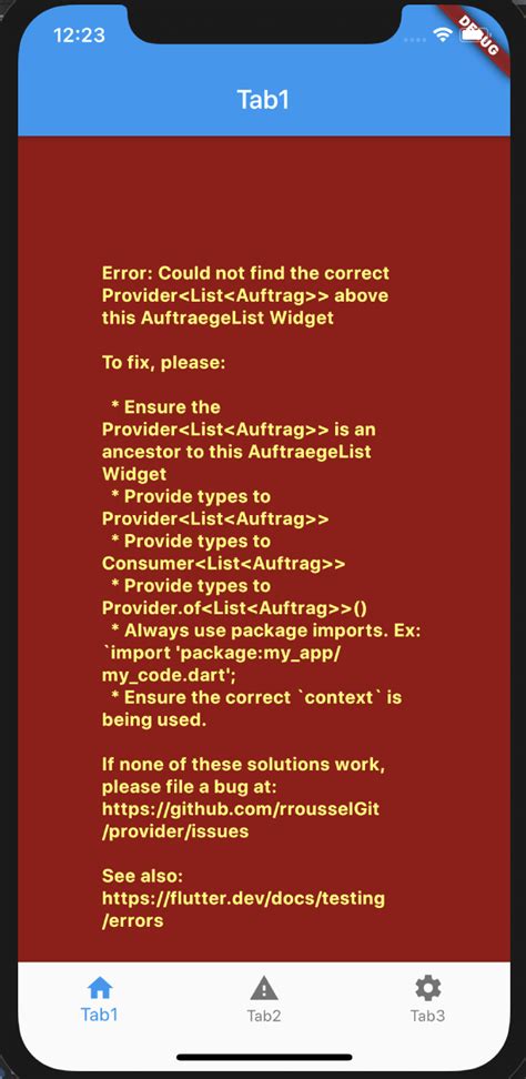 Flutter Error Could Not Find The Correct Provider Above This Widget