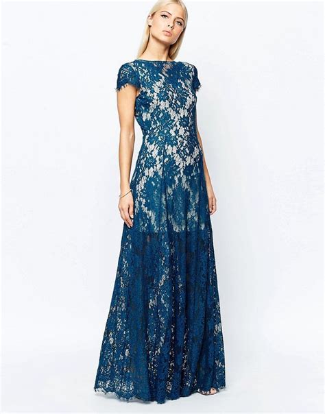 Club L Plunge Neck Maxi Dress In Lace ASOS Plunge Neck Maxi Dress