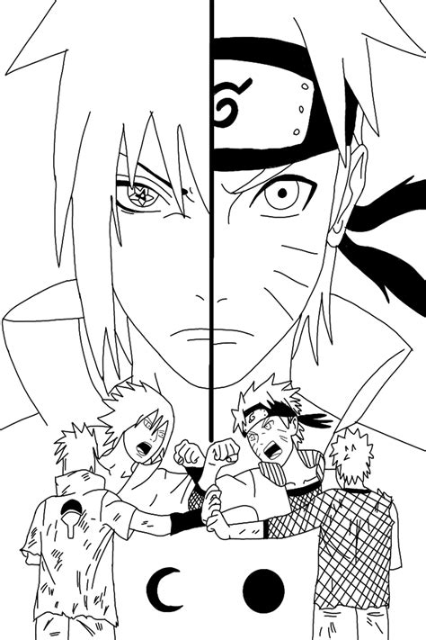 Atividades para crianças Naruto desenho para colorir pronto para