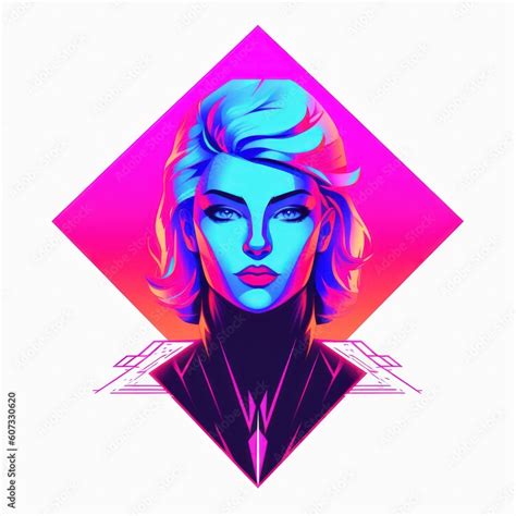 Synthwave Vector Neon Gamer Girl Logo Gaming Cyberpunk Logo Woman