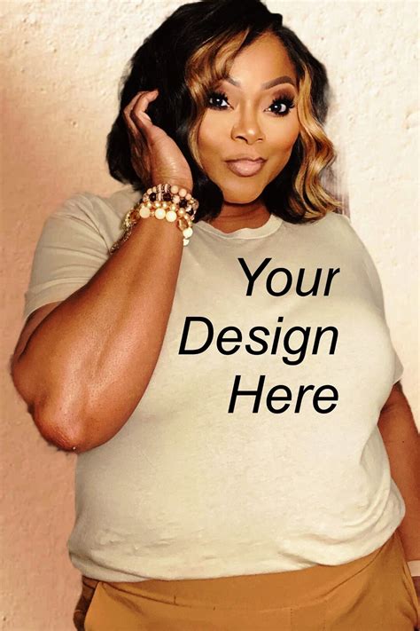 Cream Bella Canvas T Shirt Mockup Mockup African American Model Mockup