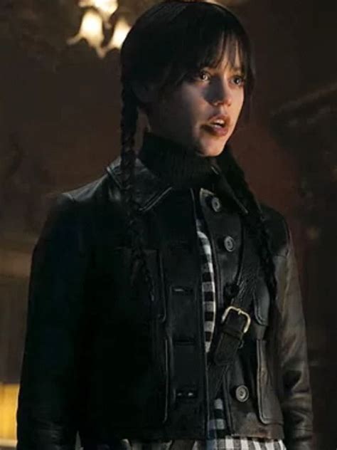 Jenna Ortega Wednesday Addams Leather Jacket Jacket Hub