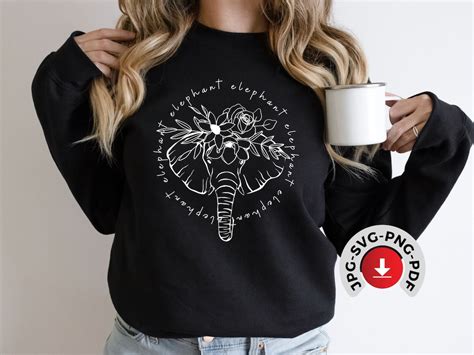 Floral Elephant Svg File Svg Elephant Cut File Elephant Etsy