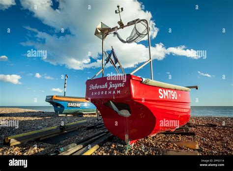 Fishing Boats On Worthing Beach In West Sussex England Stock Photo Alamy