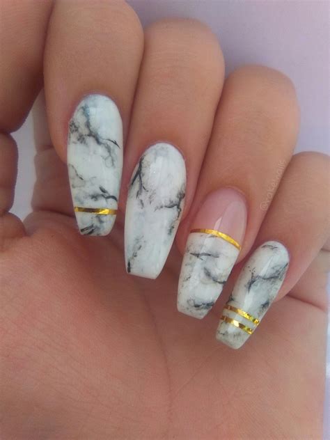 Rakel Nails Uñas De Gel Coffin Nail Art Efecto Mármol Semipermanente
