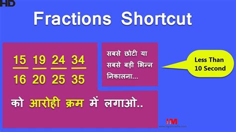 Increasing And Decreasing Order Of Fractions Shortcut Trick Ssc