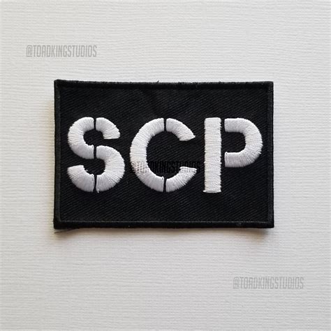 SCP Text Stencil Black Rectangle Inch Cosplay Patch Adhesive Back Etsy