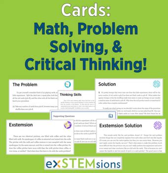Cards Math Critical Thinking And Problem Solving By ExSTEMsions