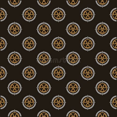 Target With Radiation Symbol Vector Seamless Pattern In Thin Line Style Stock Vector