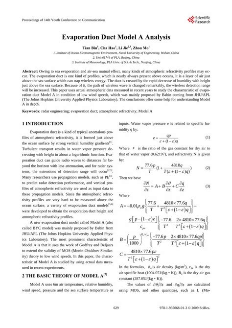 Pdf Evaporation Duct Model A Analysis Scirp Open Accesstitle Evaporation Duct Model A