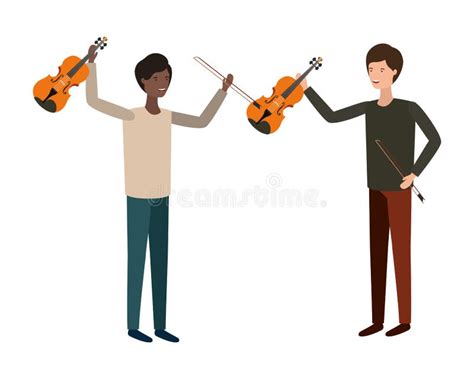Hombres Con El Carácter De Los Instrumentos Musicales Ilustración del