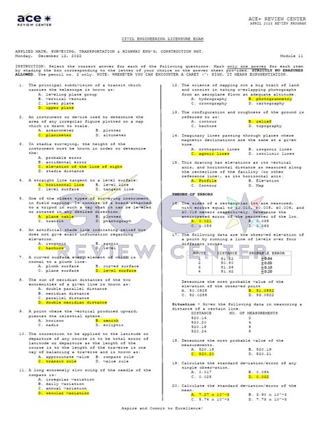 Ce Module 11 Surveying Answer Key Pdf