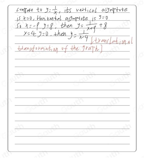 solved part 2 use the given asymptotes to determine the equation y