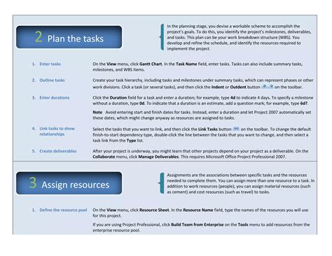 Project Management Quick Reference Guide For Microsoft Project DOCX Desktop Publishing