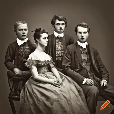 Victorian Era Photo Of A Group Of Young Men And A Woman