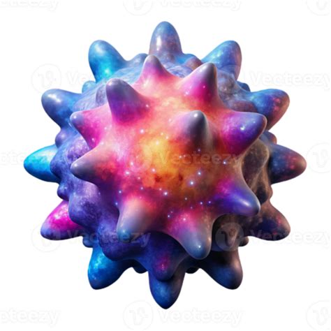 Cosmic Cell 3d Illustration A Vibrant Nebula Inspired Spiky Sphere
