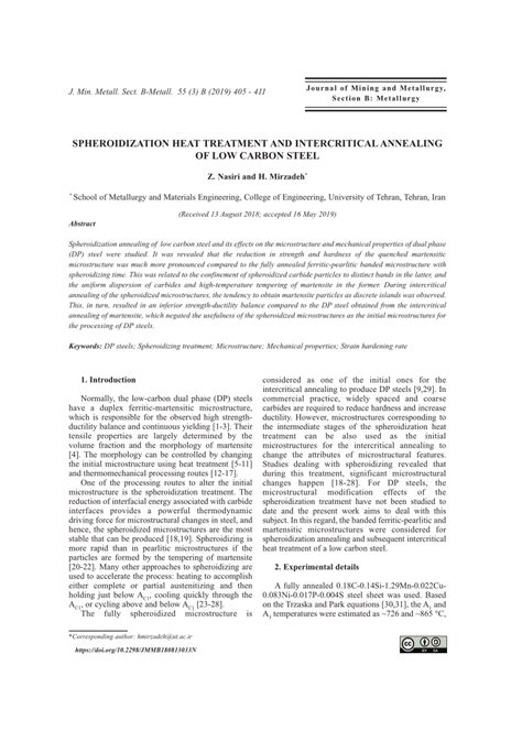 Pdf Spheroidization Heat Treatment And Intercritical Annealing Of Low Carbon Steel