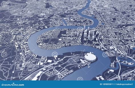 London City Map 3d Rendering Aerial Satellite View Stock Illustration Illustration Of City
