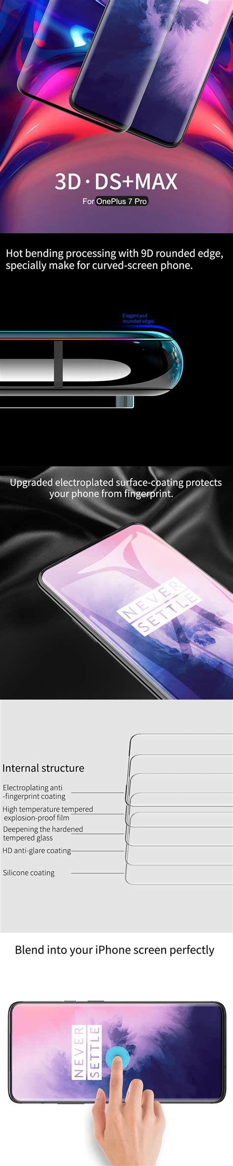 Nillkin Oneplus 7 Pro 3d Ds Max Tempered Glass Screen Protector