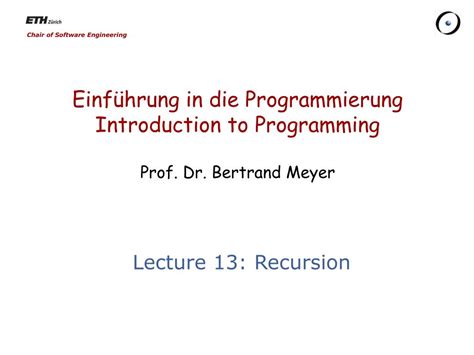 Ppt Einführung In Die Programmierung Introduction To Programming Prof Dr Bertrand Meyer