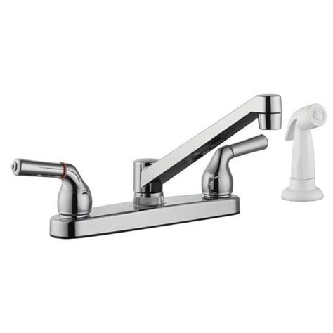 Classic Two Handle Chrome Kitchen Faucet With Side Sprayer Included