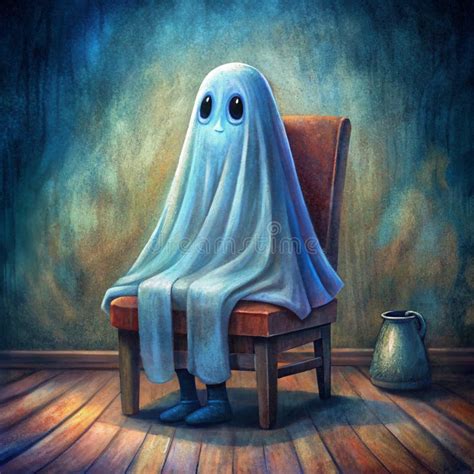 A Ghost Sitting On A Chair In A Room Stock Vector Illustration Of