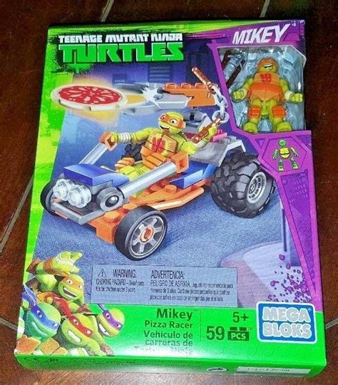 New Tmnt Mega Bloks 59pc Mikey Pizza Racer Free Shipping 4436781093