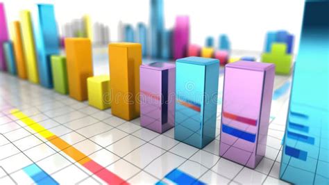 3d Bar Graph With Increasing Columns On Grid Background Stock