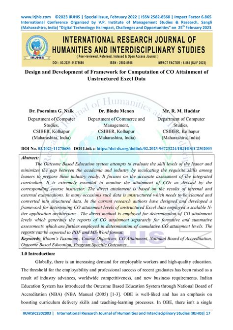 Pdf Design And Development Of Framework For Computation Of Co Attainment Of Unstructured Excel