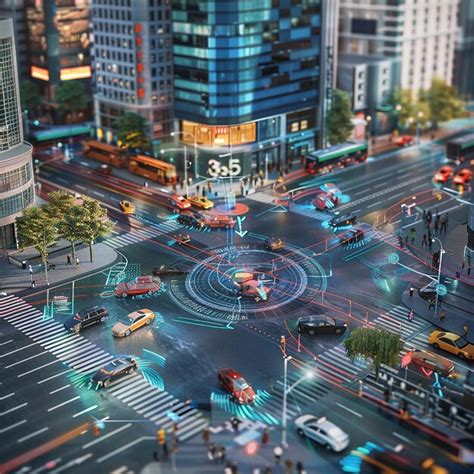 Smart City Intersection With Autonomous Vehicles Premium Ai Generated