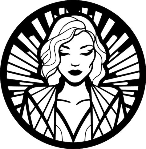 Stained Glass Black And White Isolated Icon Vector Illustration