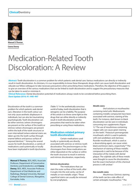 Pdf Medication Related Tooth Discoloration A Review