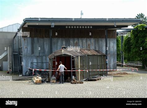 Kassel Germany 03rd June 2022 A Man Works On The Reconstruction Of The Entrance Area Of The