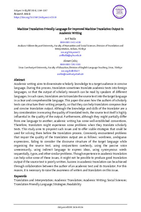 Pdf Machine Translation Friendly Language For Improved Machine Translation Output In Academic