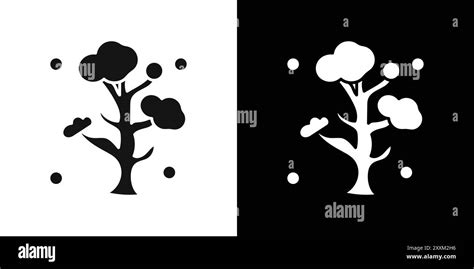 Winter Tree Icon Vector Symbol Or Sign Set Collection In Black And