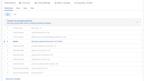 Crash Onesignal Regiseruser EXC BAD ACCES KERN INVALID ADDRESS