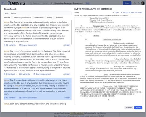 Lawyers Search For Clauses From Sec Edgar Filings And Your Own Documents From Inside A Word