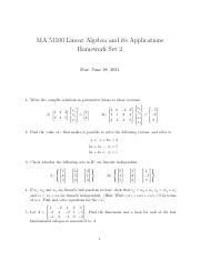 Hw2 Pdf MA 51100 Linear Algebra And Its Applications Homework Set 2