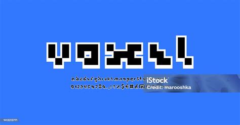 3d 픽셀 글꼴 트렌디 한 알파벳 또는 서체 비디오 게임 스타일로 만든 문자와 숫자 벡터 일러스트 레이 션 10eps 3차원 형태에 대한 스톡 벡터 아트 및 기타 이미지