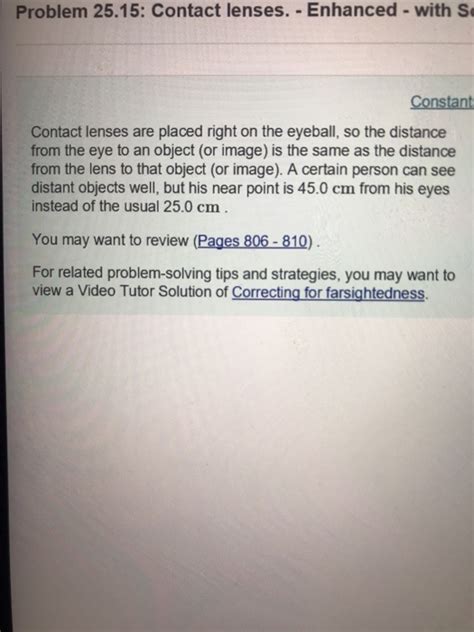 Solved NtProblemlD 92660327 If The Correcting Lenses Will Be Chegg