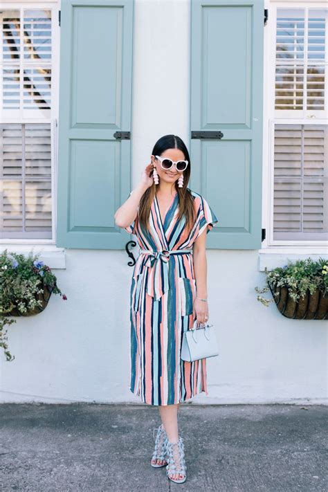 Multicolor Striped Wrap Dress In Charleston Style Charade