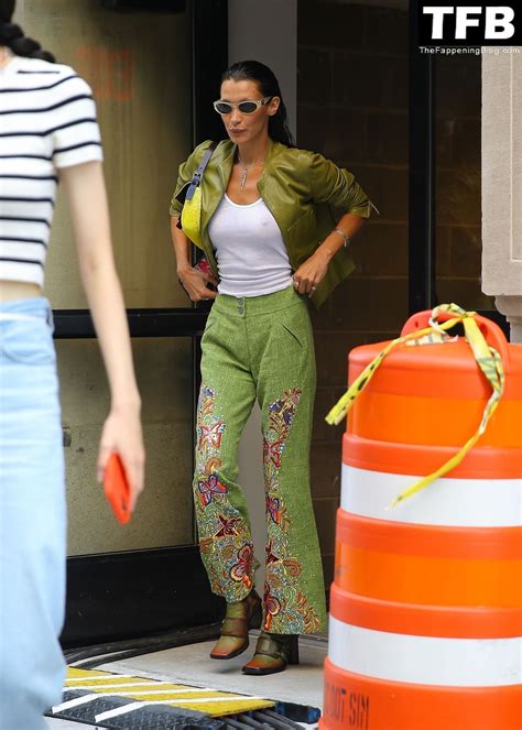 Braless Bella Hadid Wears The Cutest Lime Green Look While Out In Nyc
