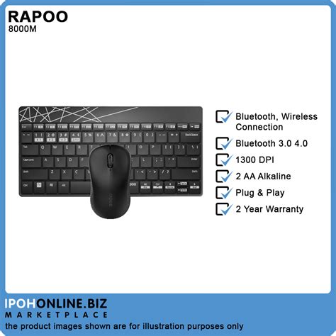 Rapoo 8000m 2 4g Wireless Multi Mode Keyboard Mouse