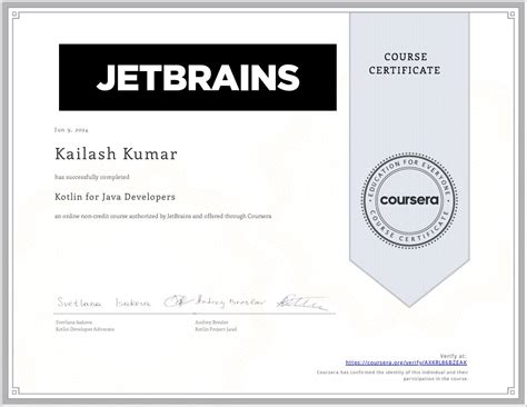 Completed Kotlin Course By Jetbrains Kailash Kumar Posted On The