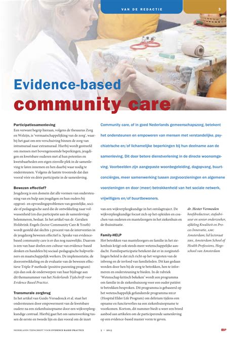 Pdf Evidence Based Community Care