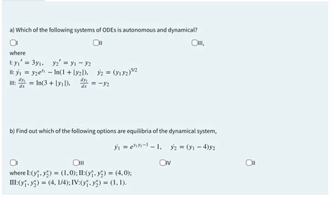 Solved A Which Of The Following Systems Of Odes Is