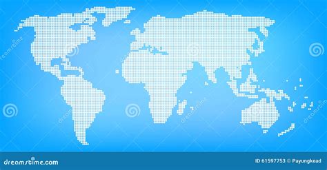 Dotted World Map On Blue Background Stock Illustration Illustration