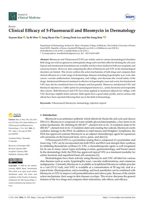 Pdf Clinical Efficacy Of 5 Fluorouracil And Bleomycin In Dermatology