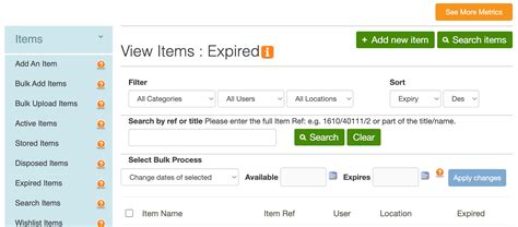 Feature Viewing Expired Items